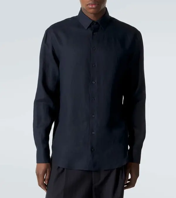 Giorgio Armani Linen Shirt - Blue