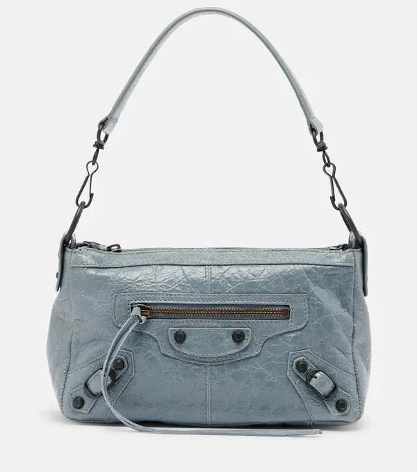 Balenciaga Le City Moto Mini Leather Shoulder Bag - Grey