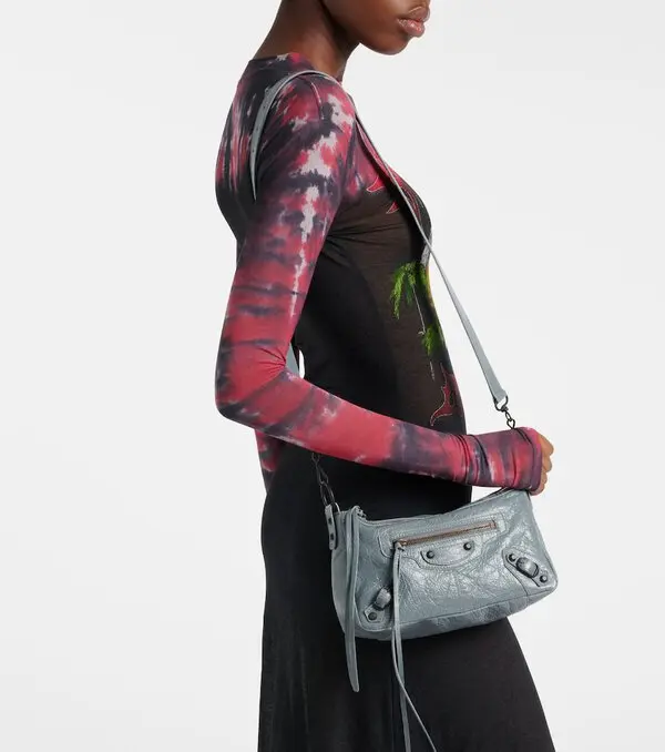 Balenciaga Le City Moto Mini Leather Shoulder Bag - Grey