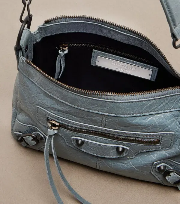 Balenciaga Le City Moto Mini Leather Shoulder Bag - Grey