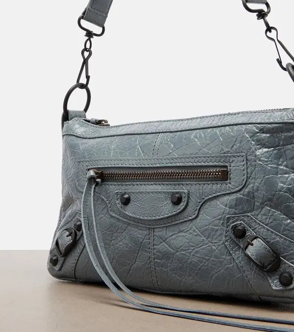 Balenciaga Le City Moto Mini Leather Shoulder Bag - Grey
