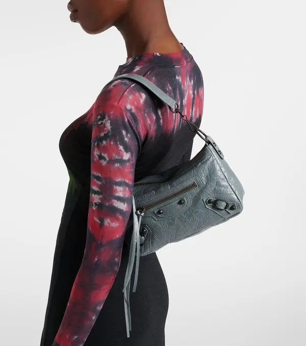 Balenciaga Le City Moto Mini Leather Shoulder Bag - Grey
