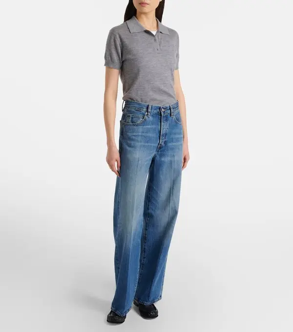 FRAME The Collegiate Wide-leg Jeans In Brine New Fray - Blue
