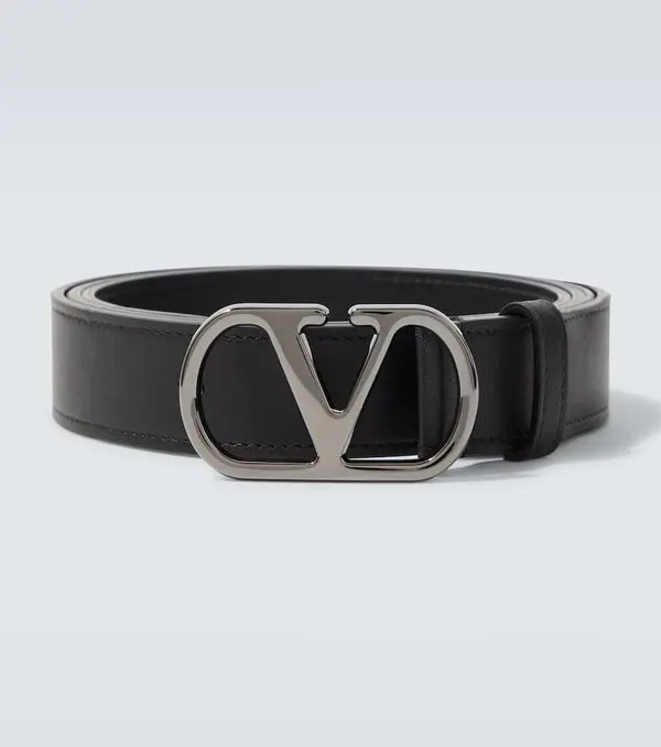 Valentino Garavani Vlogo Leather Belt - Black
