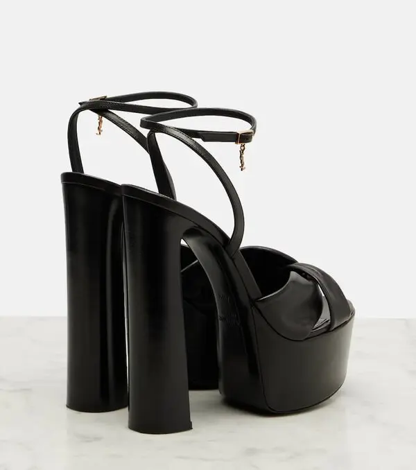 Saint Laurent Franciane 105 Leather Platform Sandals