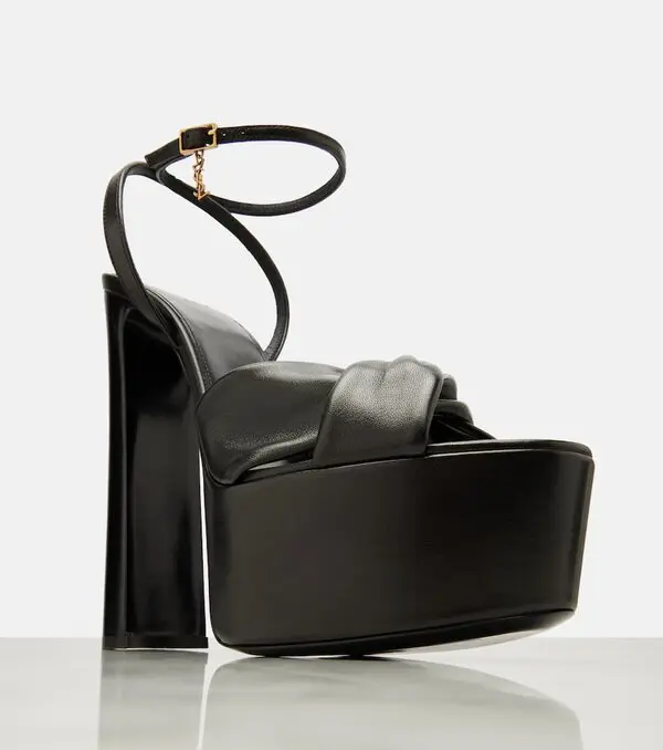 Saint Laurent Franciane 105 Leather Platform Sandals