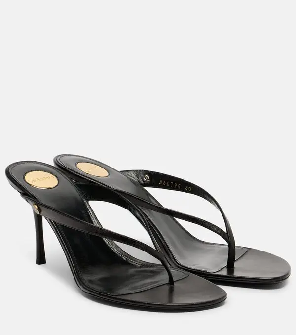 Saint Laurent Sue 75 Leather Thong Sandals - Black