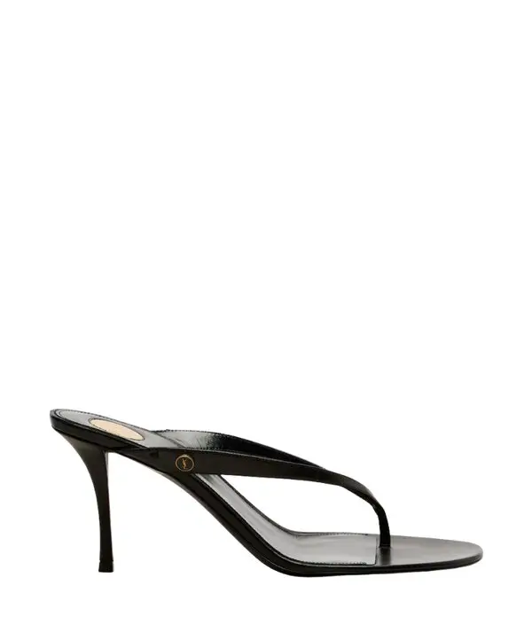 Saint Laurent Sue Leather Thong Sandals - Black