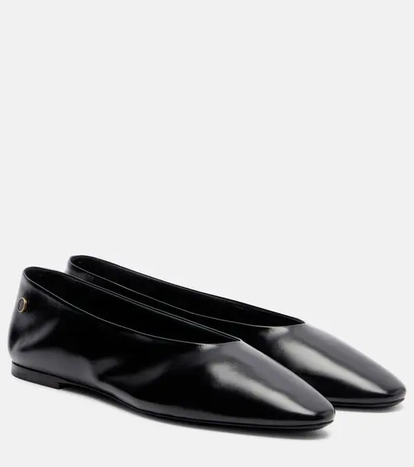 Saint Laurent Sao Leather Ballet Flats - Black