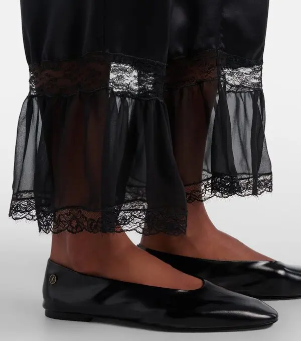 Saint Laurent Sao Leather Ballet Flats - Black