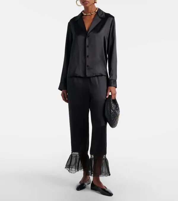 Saint Laurent Sao Leather Ballet Flats - Black