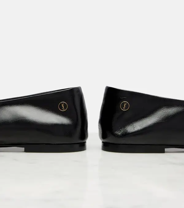 Saint Laurent Sao Leather Ballet Flats - Black