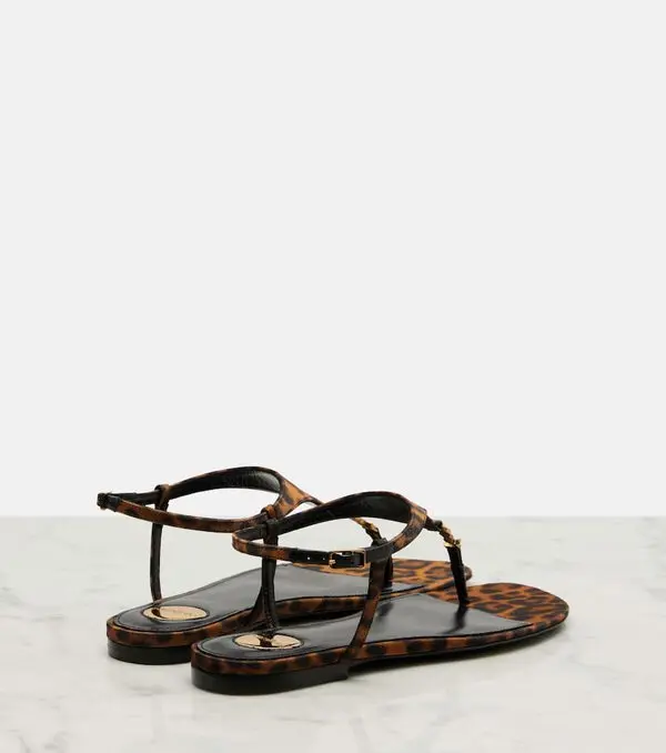 Saint Laurent Cassandra Leopard-print Grosgrain Sandals