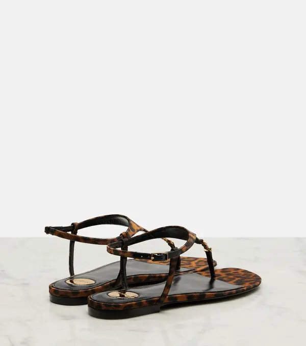 Saint Laurent Cassandra Leopard-print Grosgrain Sandals