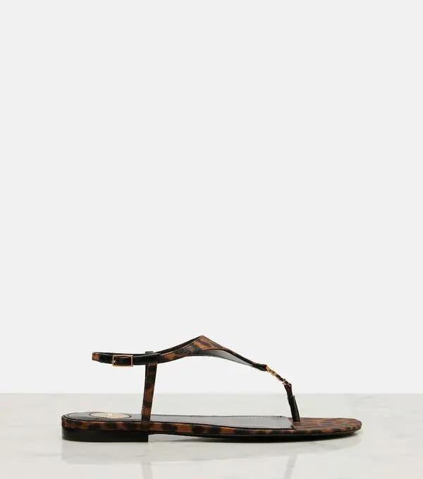 Saint Laurent Cassandra Leopard-print Grosgrain Sandals