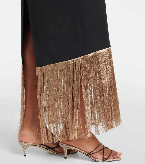 TALLER MARMO Berlin Maxi Dress With Fringed Hem - Black
