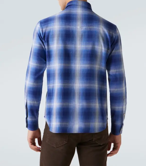 TOM FORD Checked Cotton Shirt - Blue