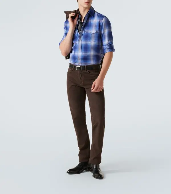 TOM FORD Checked Cotton Shirt - Blue