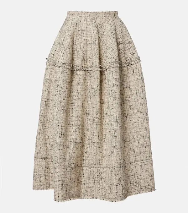 Erdem Cotton-blend Tweed Midi Skirt