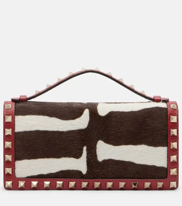 Valentino Garavani Rockstud Mini Calf Hair Crossbody Bag - Brown