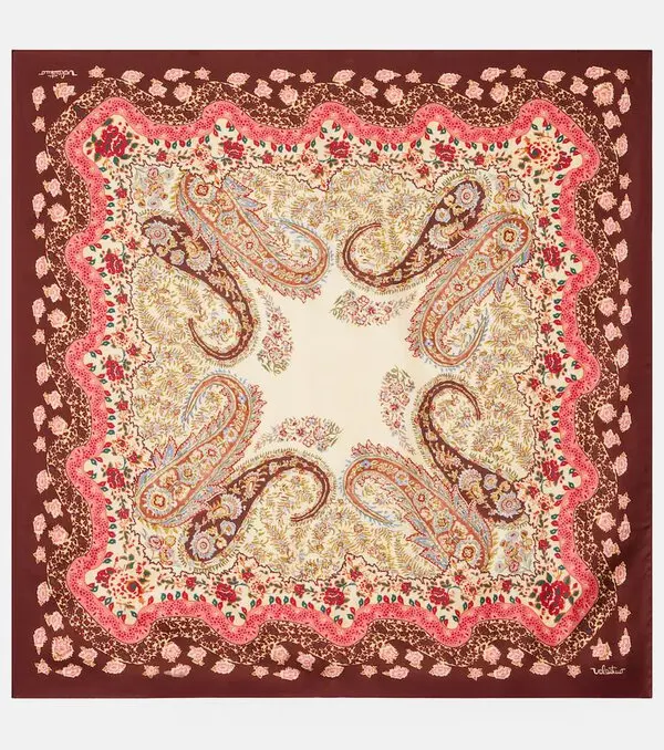 Valentino Garavani Printed Silk Twill Scarf - Burgundy