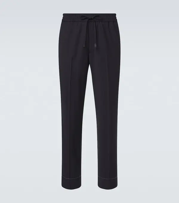 Brioni Asolo Wool Straight Pants - Blue