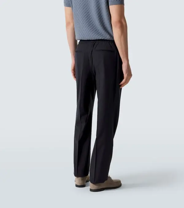 Brioni Asolo Wool Straight Pants - Blue