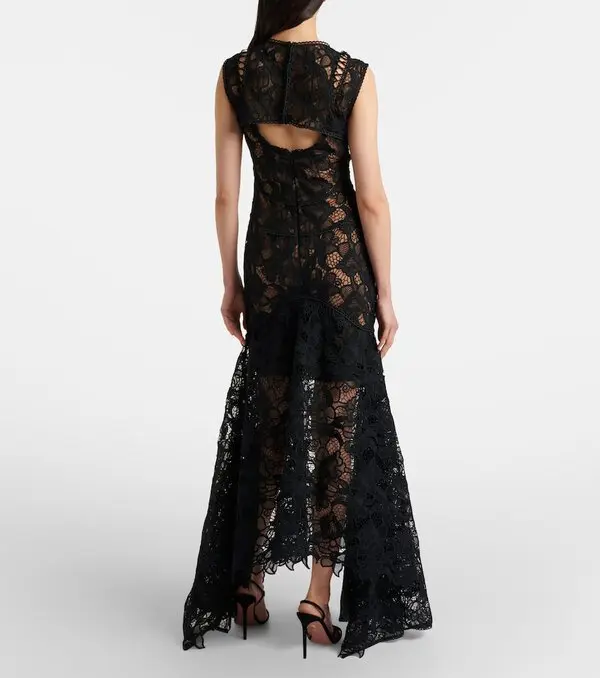 Costarellos Janica Silk Lace Gown - Black