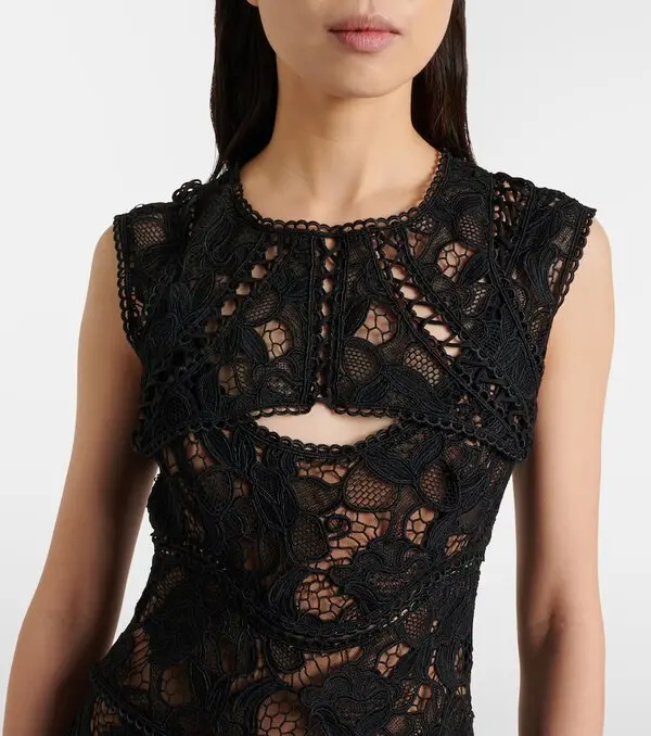 Costarellos Janica Silk Lace Gown - Black