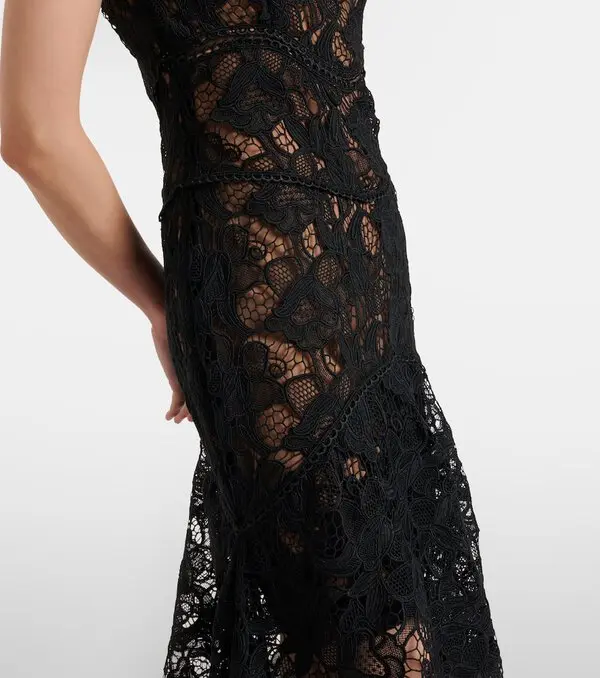 Costarellos Janica Silk Lace Gown - Black