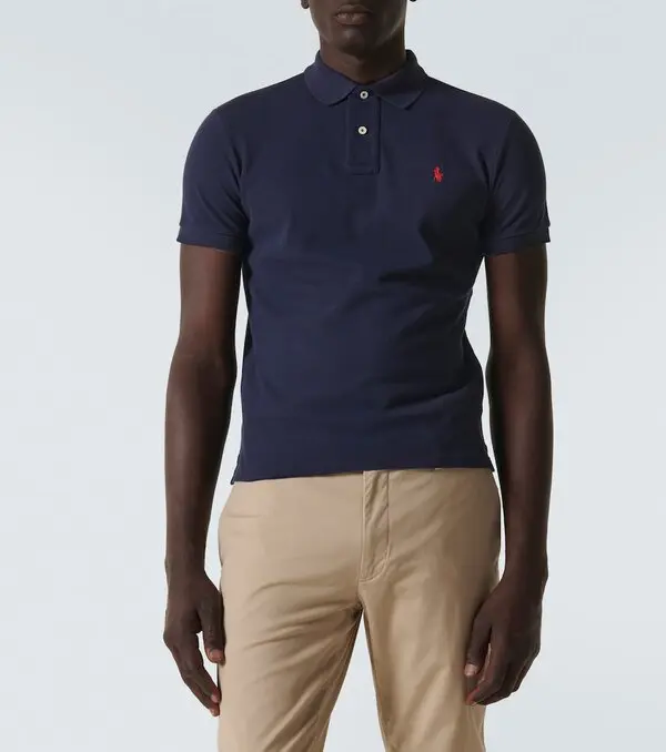 Polo Ralph Lauren Logo Cotton Piqué Polo Shirt - Blue