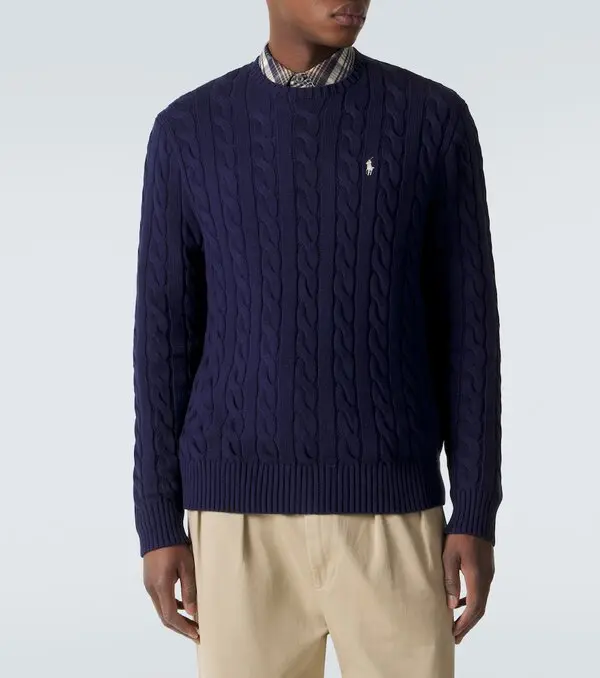 Polo Ralph Lauren Cable-knit Cotton Quarter-zip Sweater - Blue