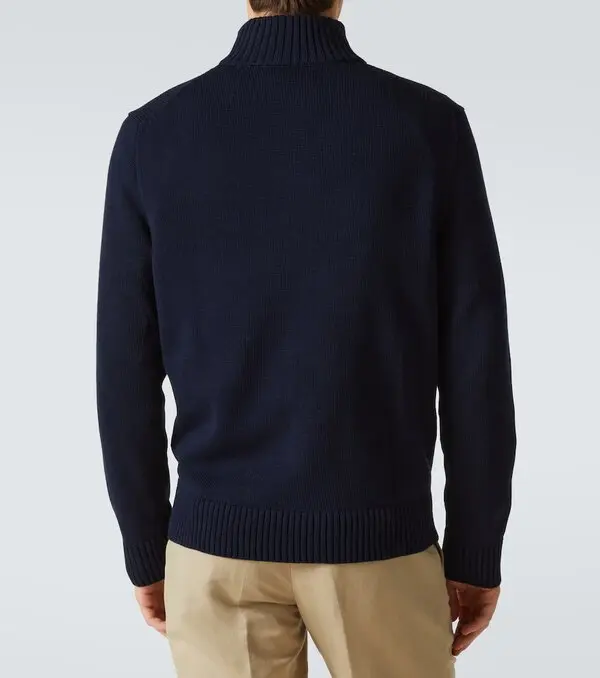 Polo Ralph Lauren Logo Cotton Half-zip Sweater - Blue