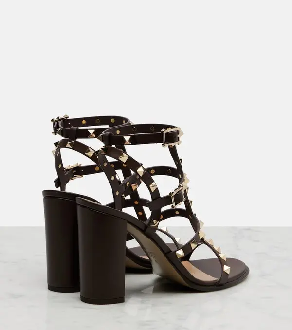 Valentino Garavani Embellished Leather Sandals - Brown