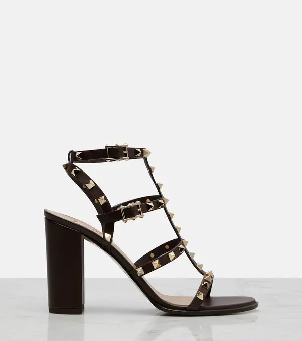 Valentino Garavani Embellished Leather Sandals - Brown
