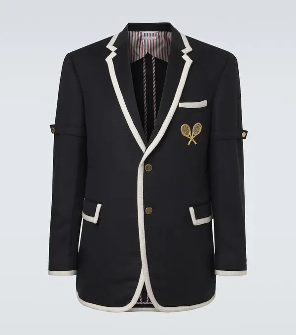 Thom Browne Embroidered Cashmere Zibeline Blazer