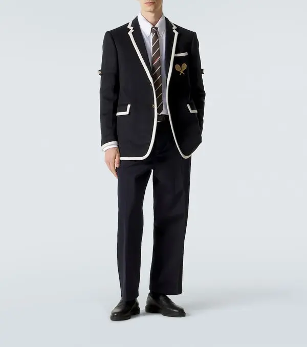 Thom Browne Embroidered Cashmere Zibeline Blazer