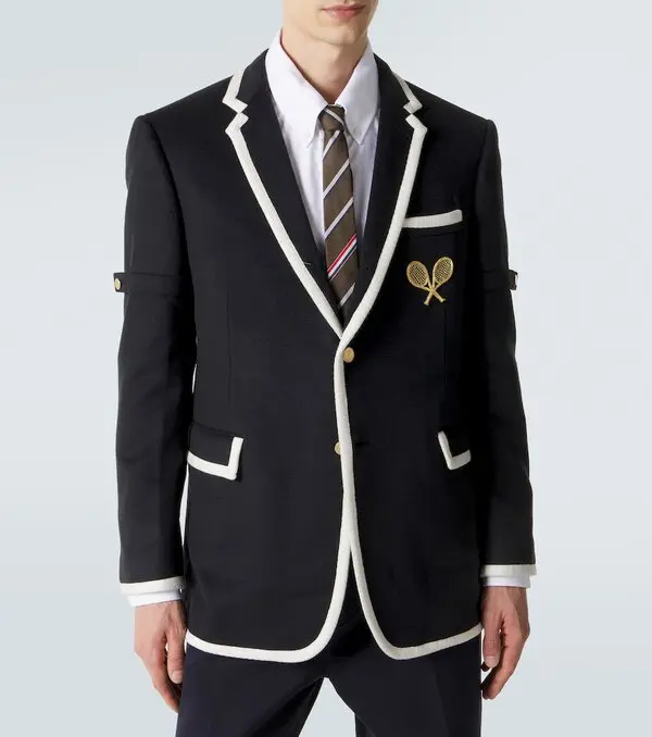 Thom Browne Embroidered Cashmere Zibeline Blazer