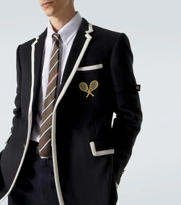 Thom Browne Embroidered Cashmere Zibeline Blazer