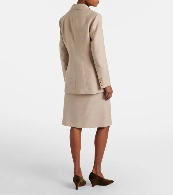 JOSEPH Duggan Virgin Wool Midi Skirt - Beige