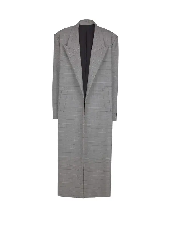 Balmain Oversized Prince Of Wales Wool Coat - Black