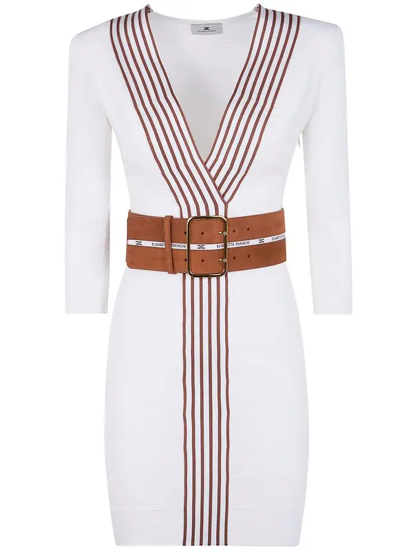 Elisabetta Franchi Mini Knit Dress - White