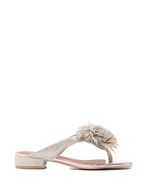 Kurt Geiger Pom Pom T-bar Flat Fabric