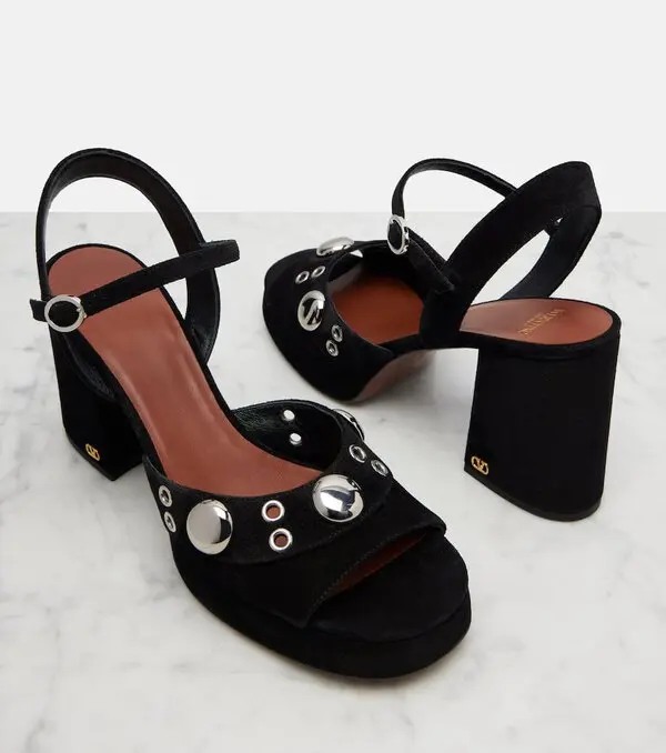 Valentino Garavani Embellished Leather Platform Sandals