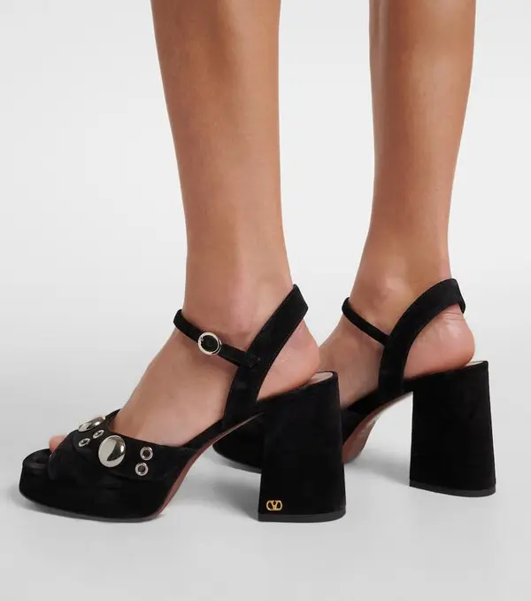 Valentino Garavani Embellished Leather Platform Sandals