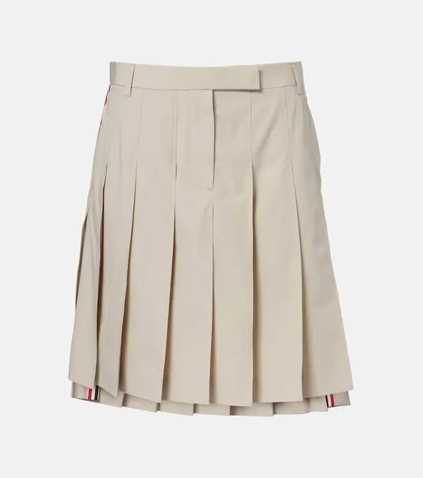 Thom Browne Pleated Cotton Twill Miniskirt