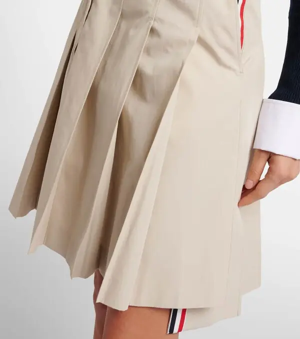 Thom Browne Pleated Cotton Twill Miniskirt