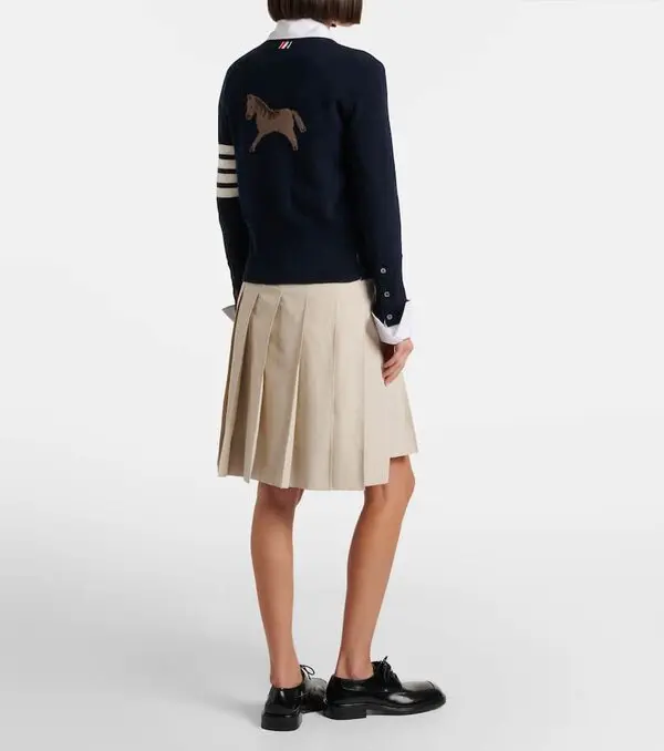 Thom Browne Pleated Cotton Twill Miniskirt