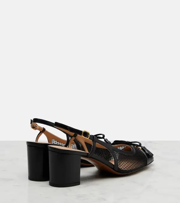Valentino Garavani Vlogo Leather And Mesh Slingback Pumps