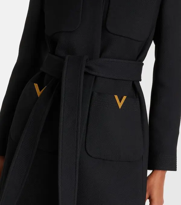 Valentino Garavani Vgold Belted Wool And Silk Coat
